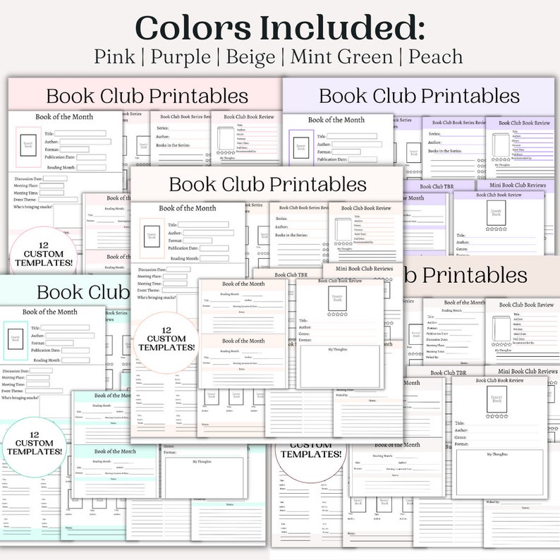 5 Book Club Sheets Bundle Printable | Reading Tracker Sheets | Easy ...