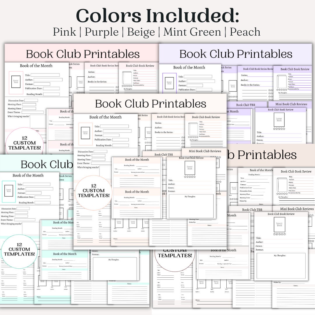 5 Book Club Sheets Bundle Printable | Reading Tracker Sheets | Easy ...