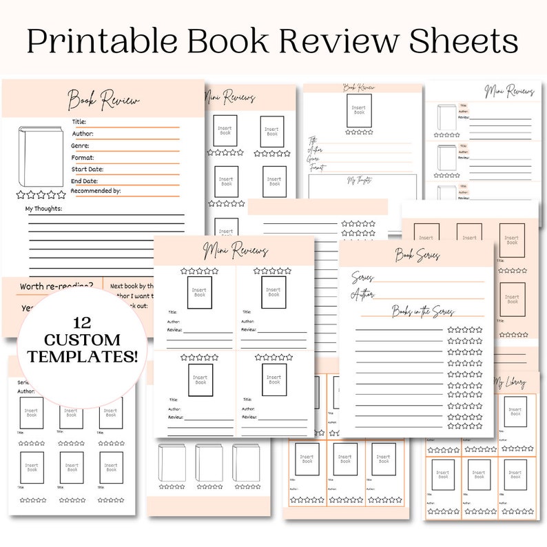5 Book Review Sheets Bundle Printable | Reading Tracker Sheets | Easy ...