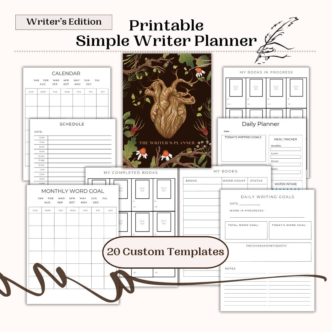 Simple Writer Planner Printable | Writing Planner | Digital Planner for ...