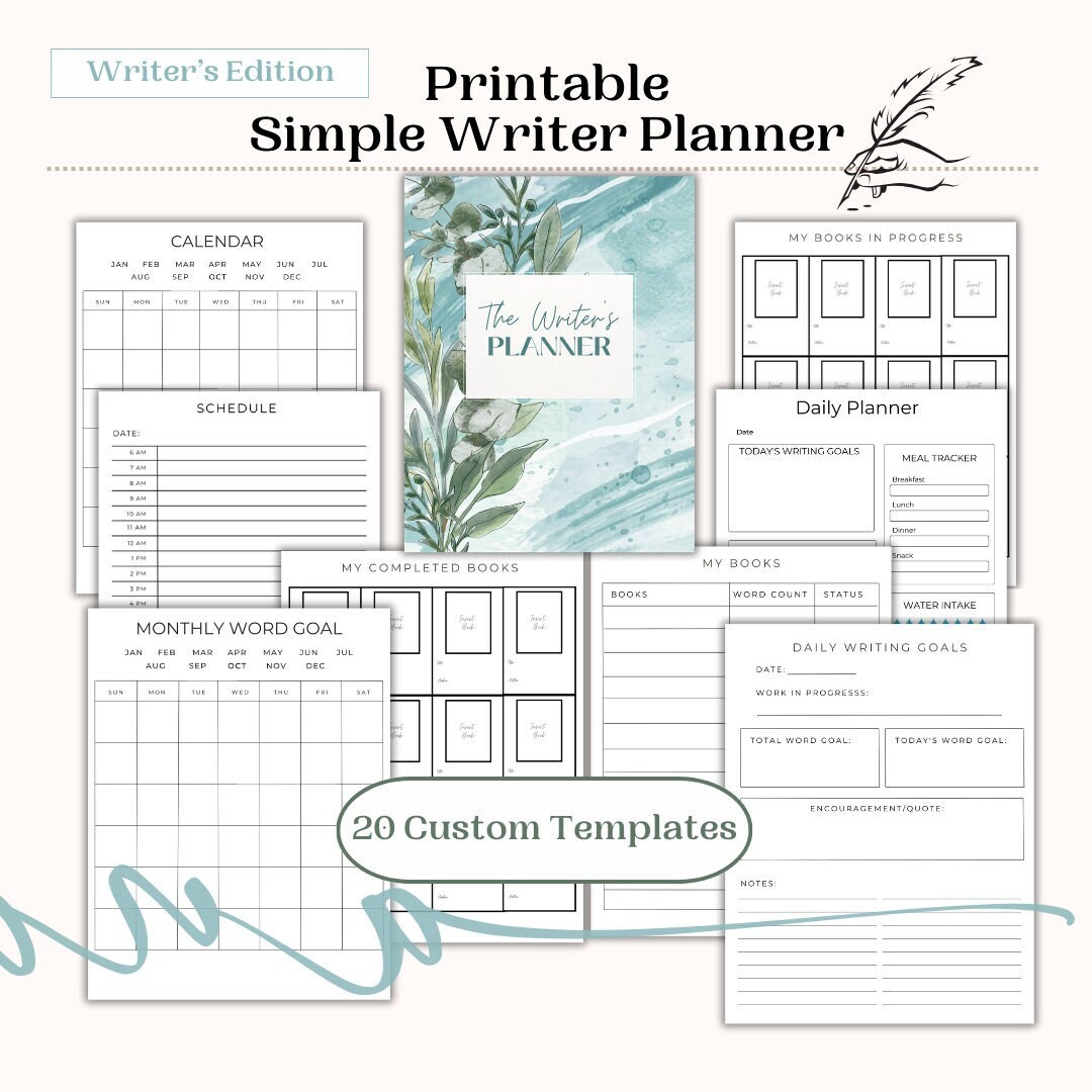 Simple Writer Planner Printable | Writing Planner | Digital Planner for ...
