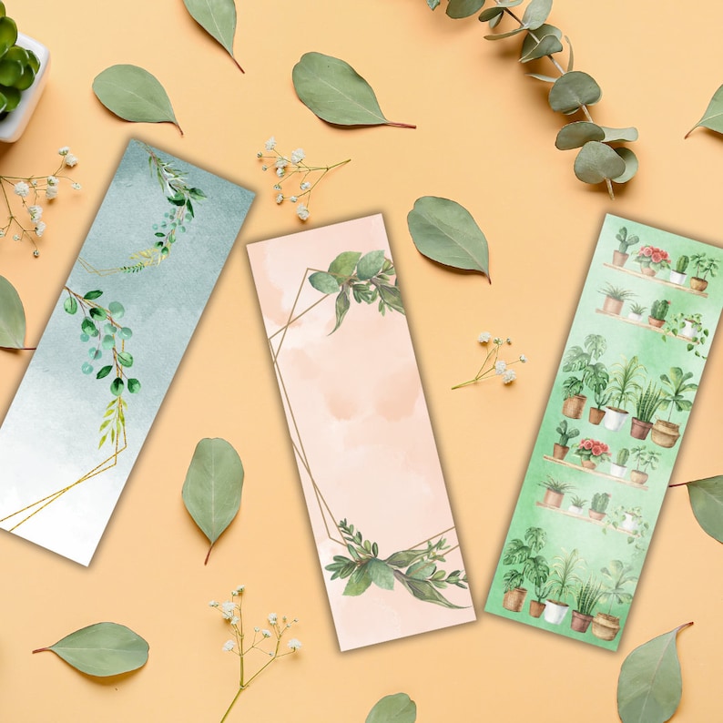 40 Greenery Bookmarks Printable | Bookmark PNG | Easy Printable ...