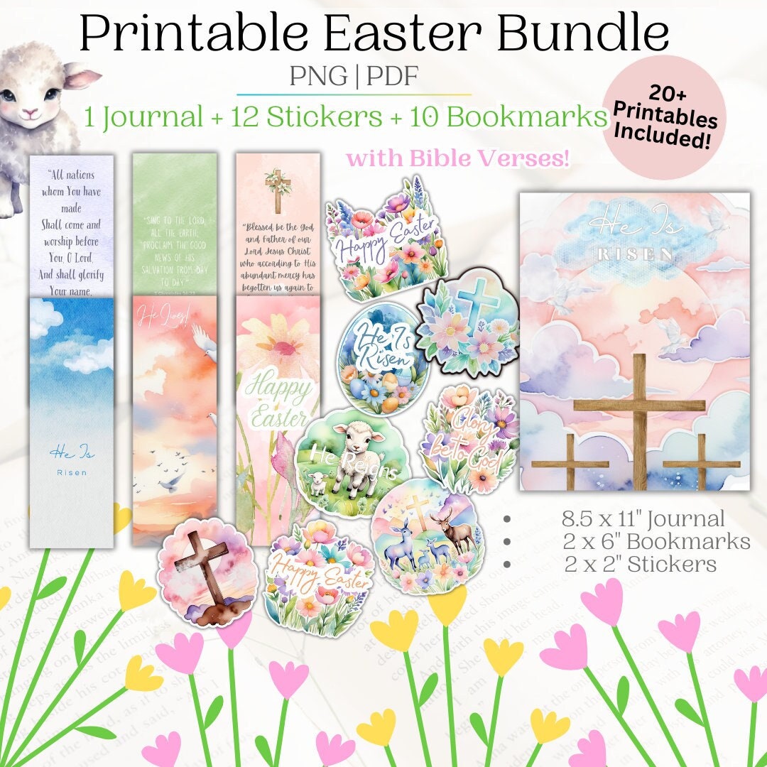Printable Easter Bundle | He is Risen PNG | Christian Journal | Happy ...