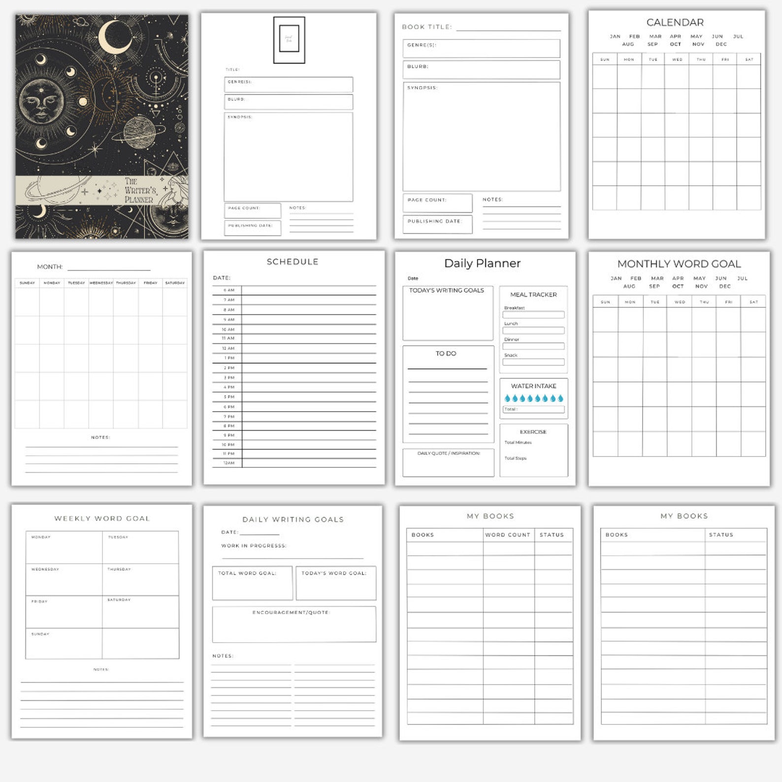 Simple Writer Planner Printable | Writing Planner | Digital Planner for ...
