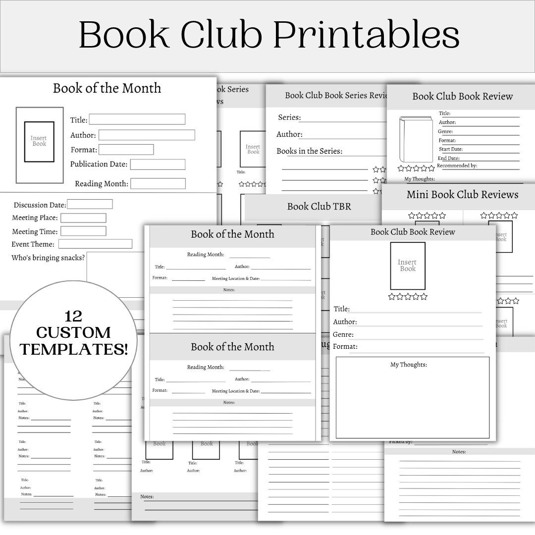 Book Club Sheets Printable | Reading Tracker Sheets | Easy Printable ...