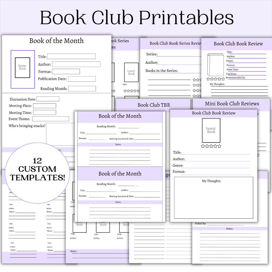 Book Club Sheets Printable | Reading Tracker Sheets | Easy Printable ...