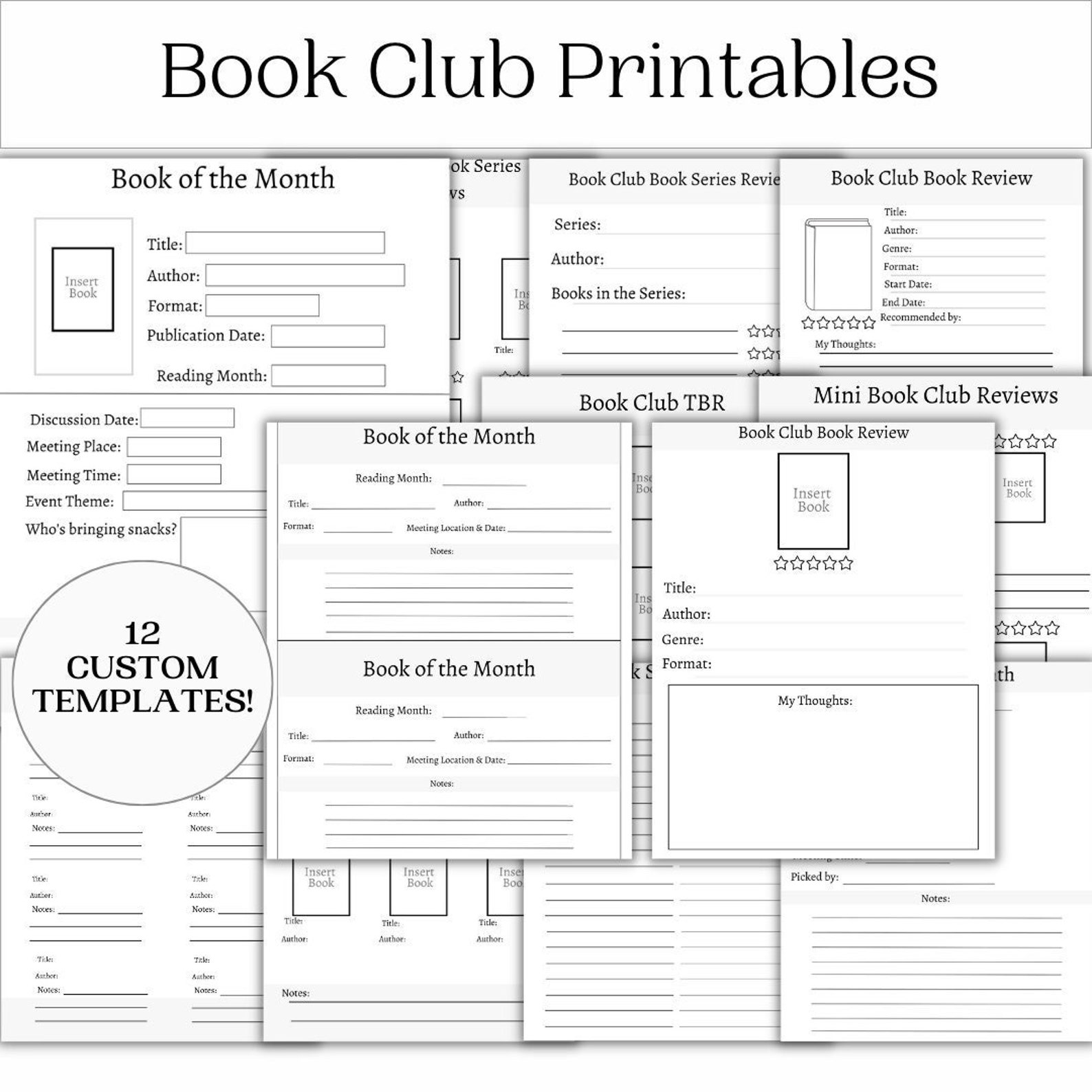 Book Club Sheets Printable | Reading Tracker Sheets | Easy Printable ...