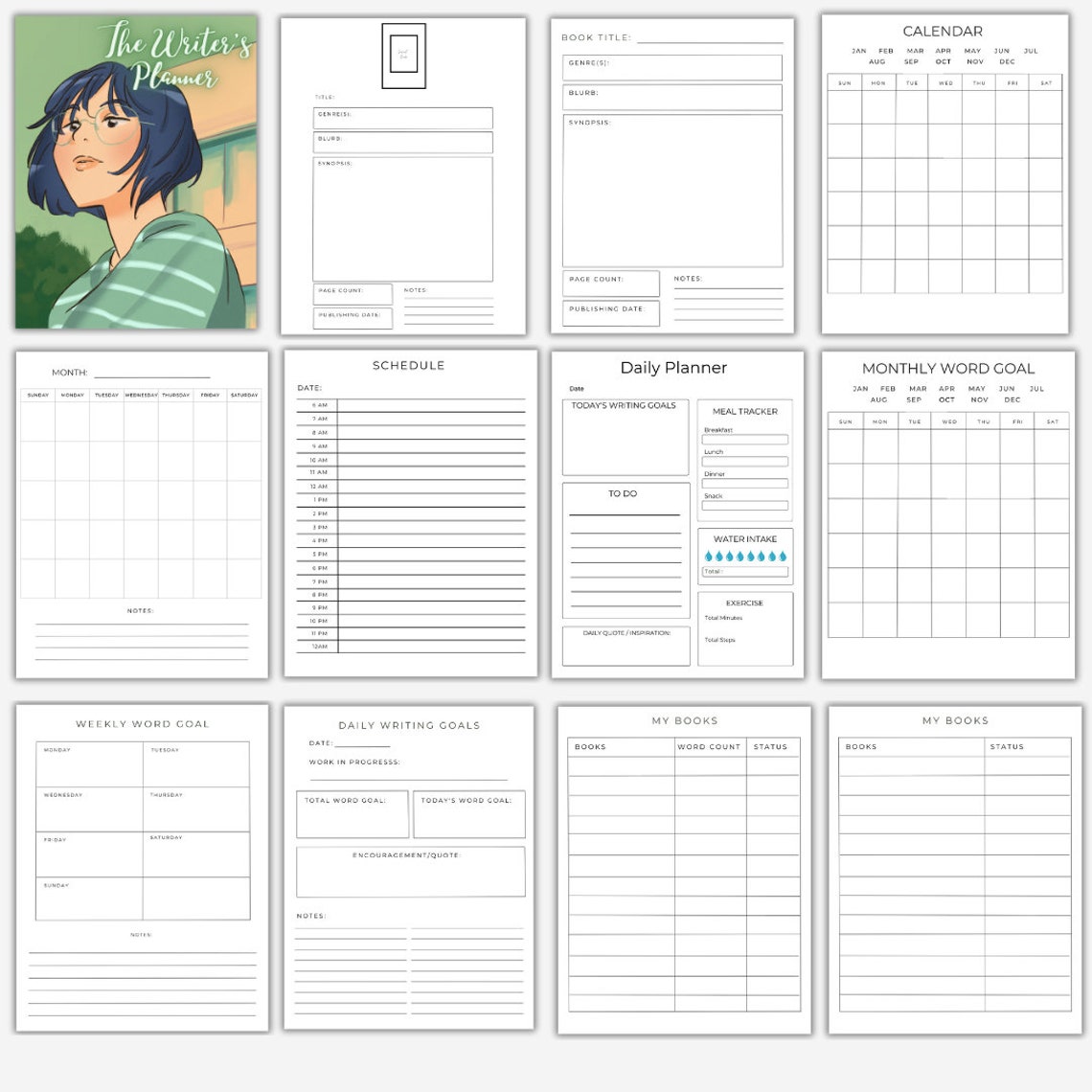 Simple Writer Planner Printable | Writing Planner | Digital Planner for ...
