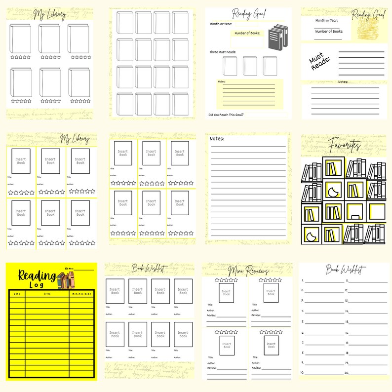 Yellow Reading Journal Printable | Reading Tracker | Easy Printable ...
