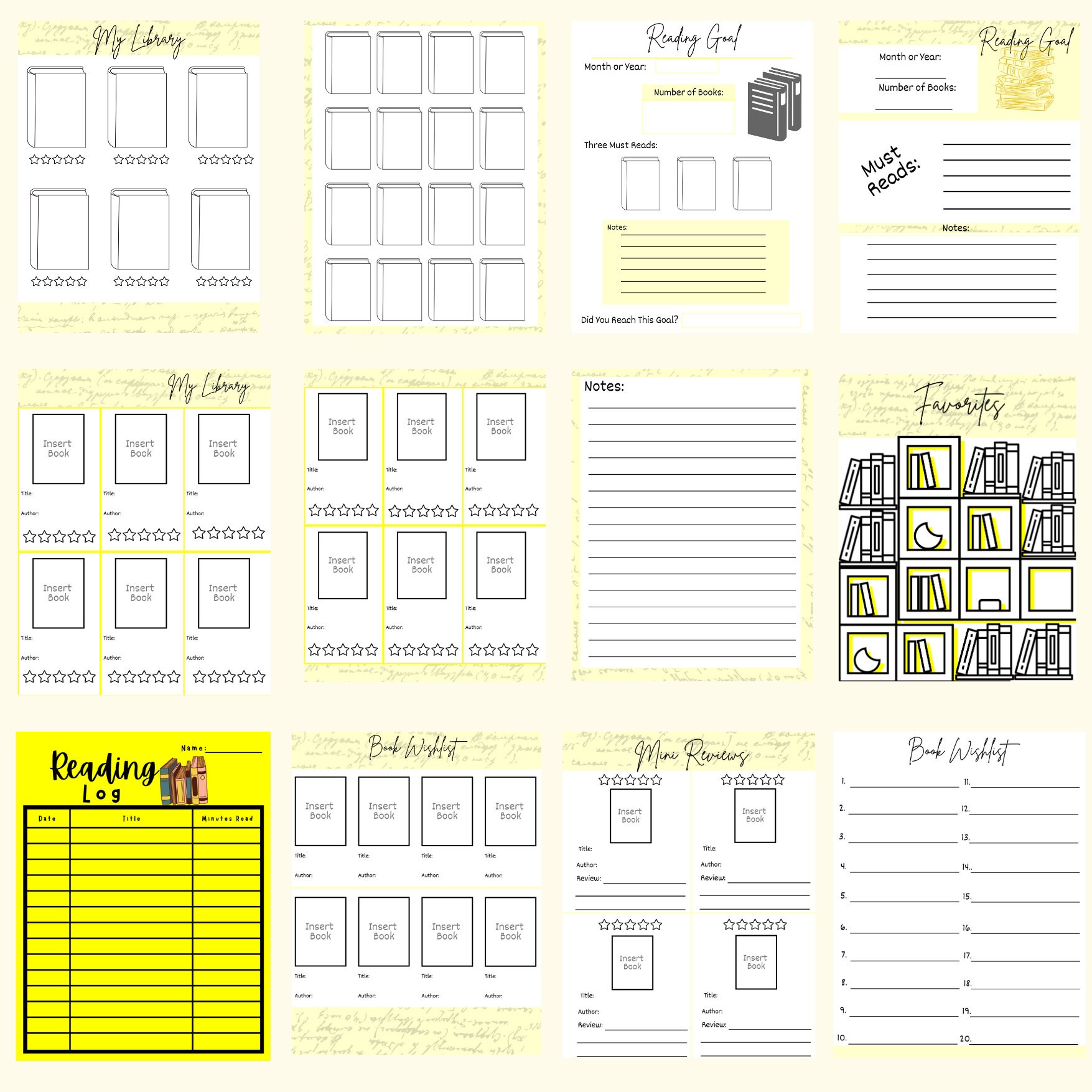 Yellow Reading Journal Printable | Reading Tracker | Easy Printable ...