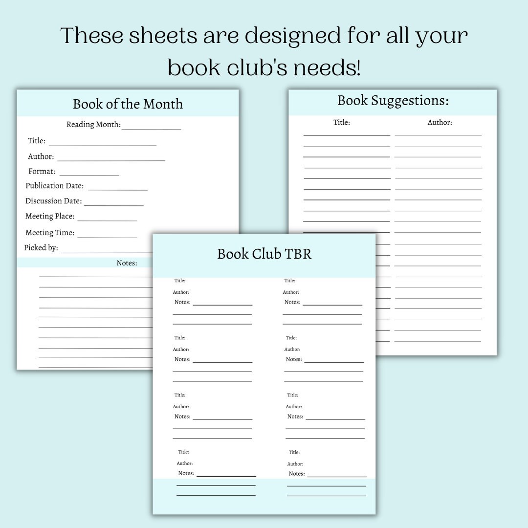 Book Club Sheets Printable Reading Tracker Sheets Easy Printable Book ...
