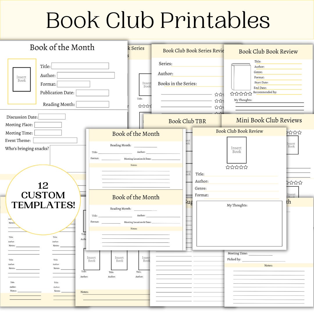 5 Book Club Sheets Bundle Printable Reading Tracker Sheets Easy ...