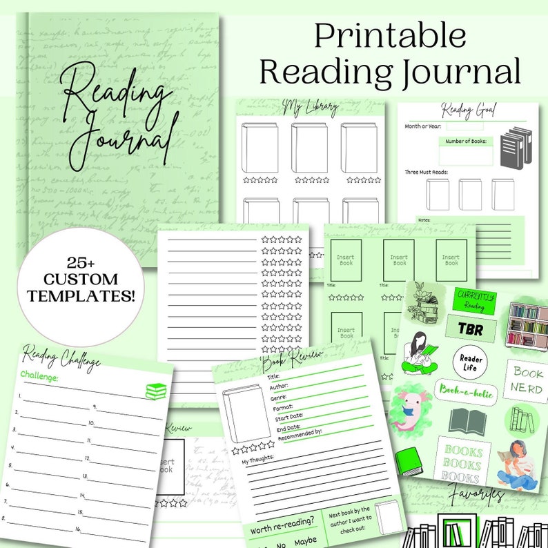 Green Reading Journal Printable | Reading Tracker | Easy Printable Book ...