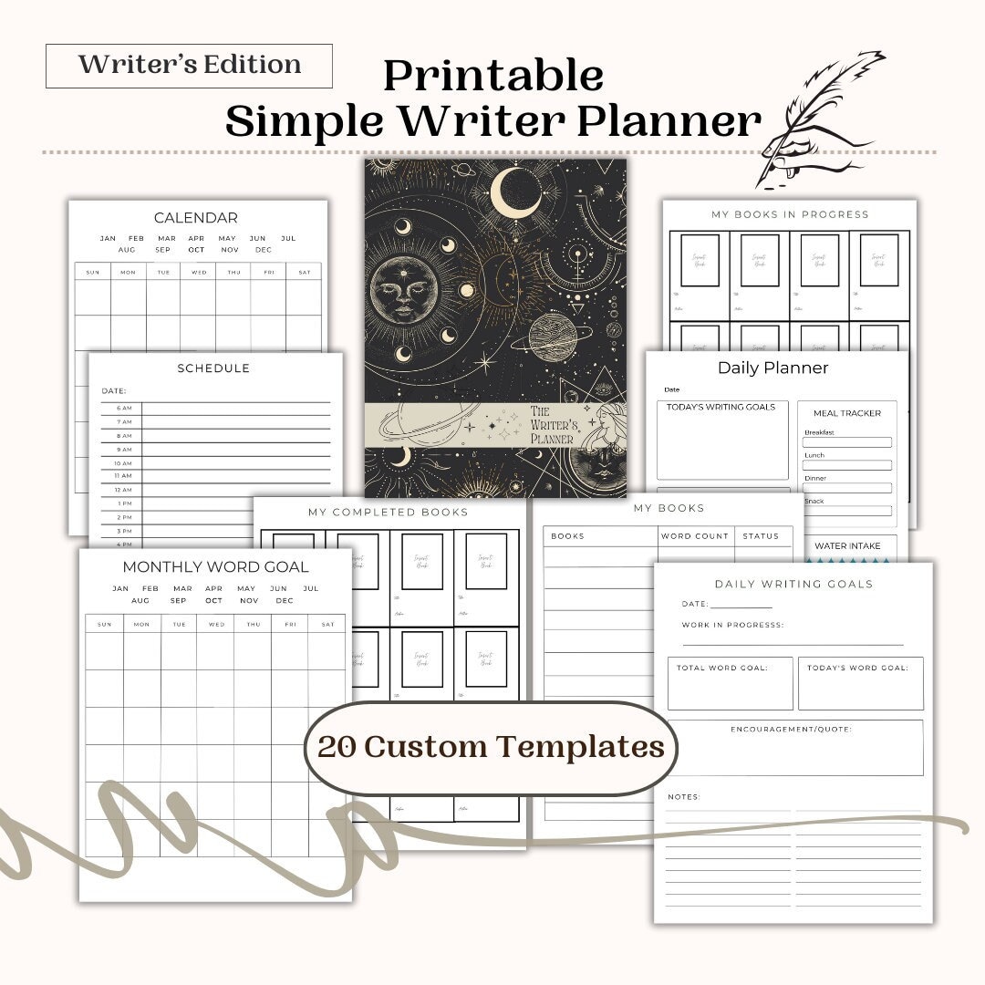 Simple Writer Planner Printable | Writing Planner | Digital Planner for ...