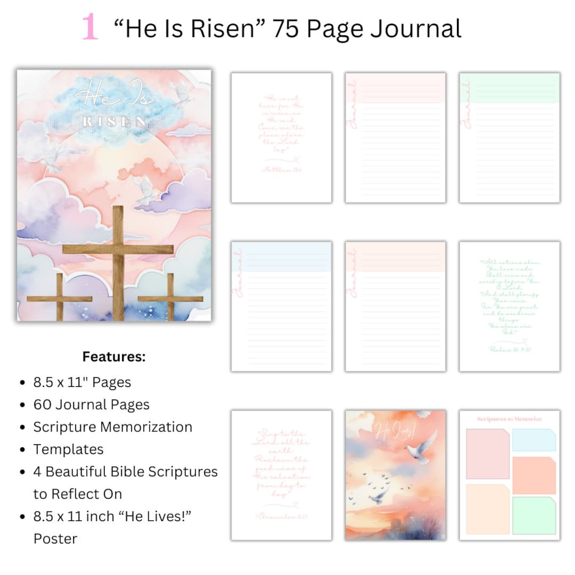 Printable Easter Bundle | He is Risen PNG | Christian Journal | Happy ...