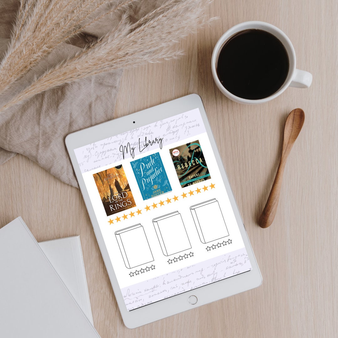 5 Reading Journal Bundle Printable Script Journals Reading Tracker Easy ...