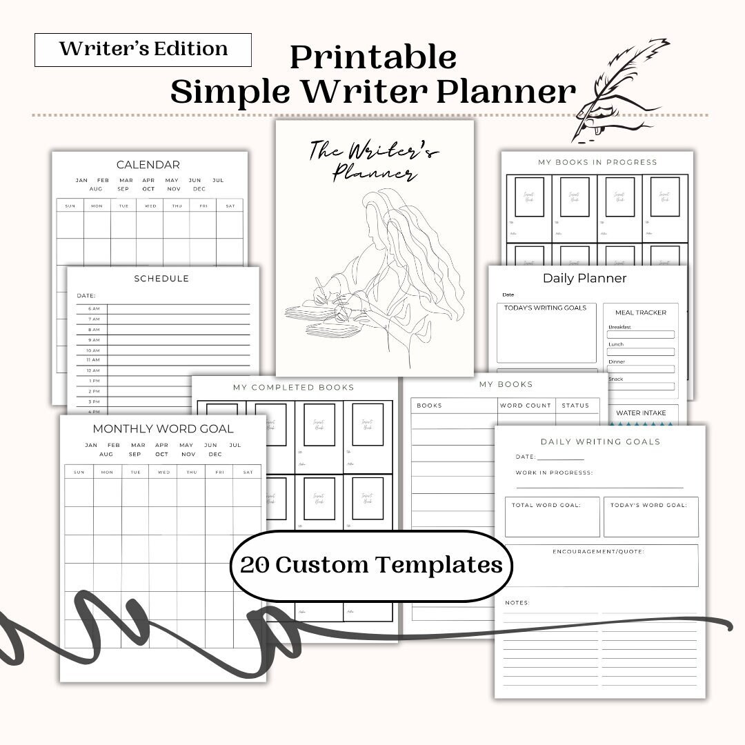Simple Writer Planner Printable Writing Planner Digital Planner for ...