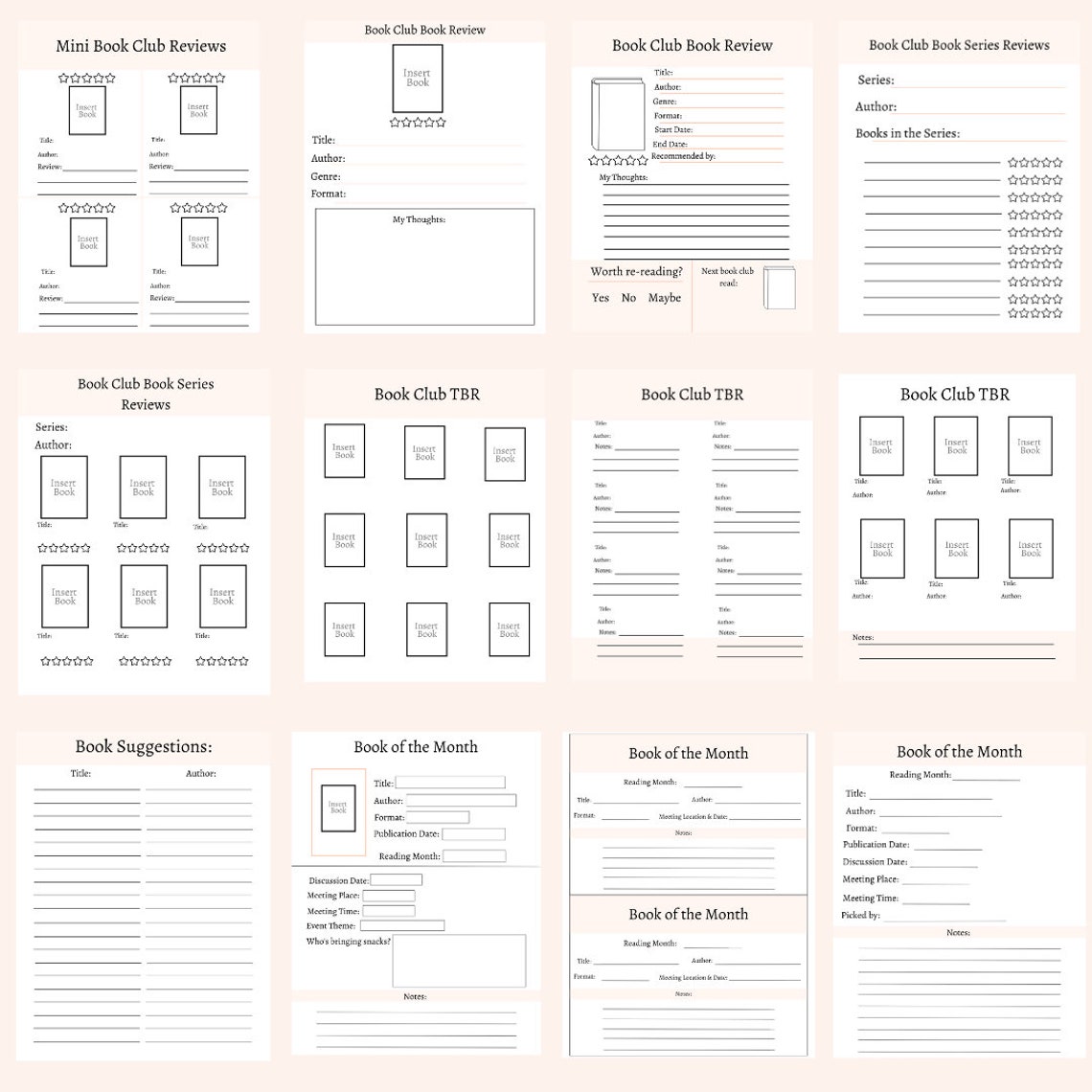 Book Club Sheets Printable | Reading Tracker Sheets | Easy Printable ...
