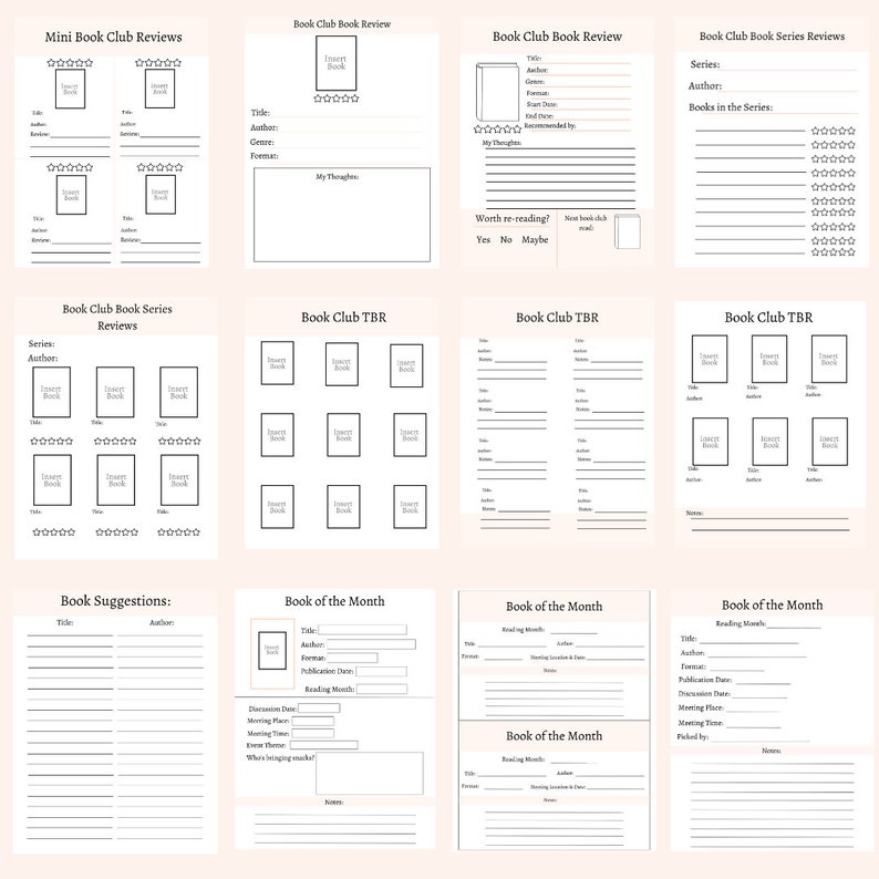 Book Club Sheets Printable | Reading Tracker Sheets | Easy Printable ...