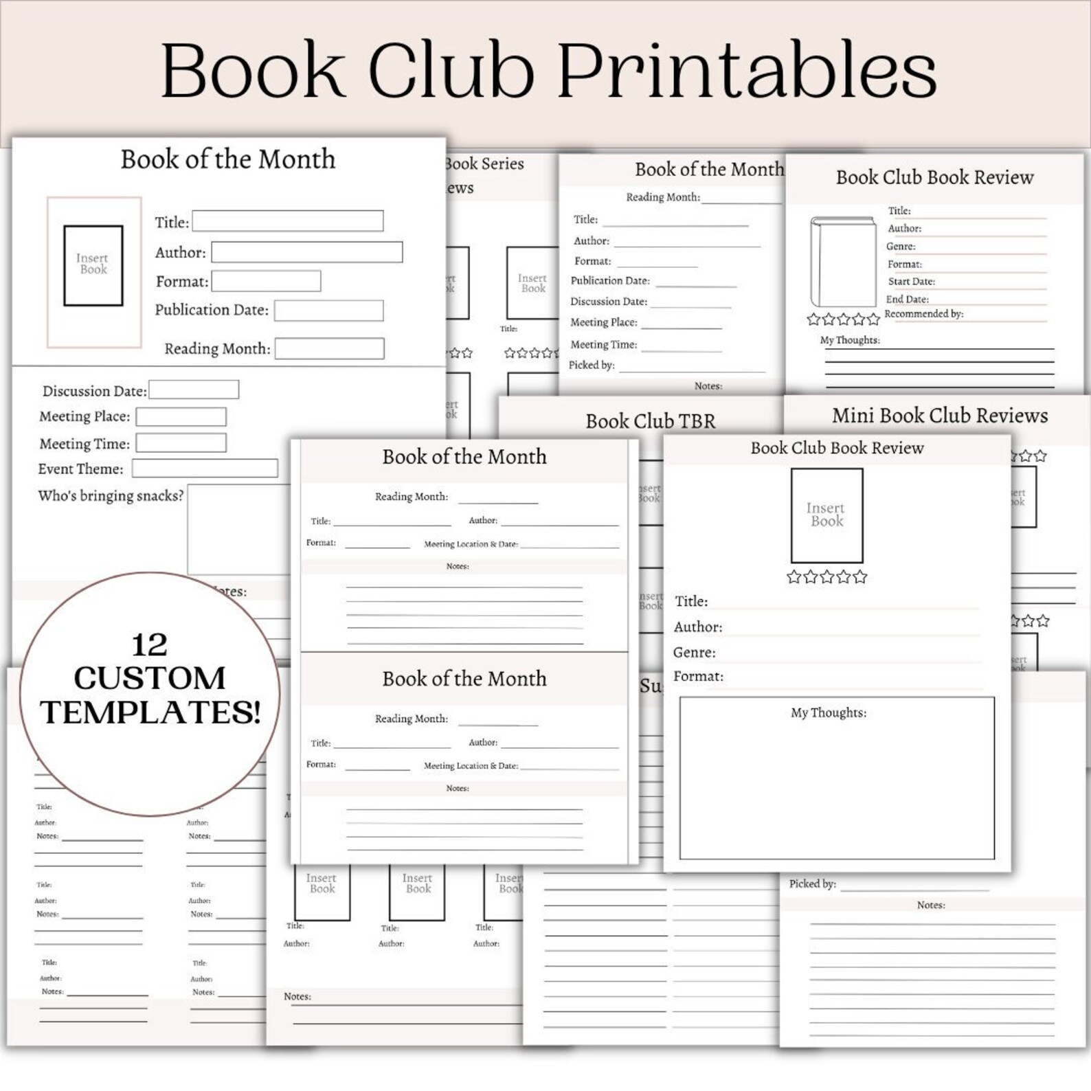 Book Club Sheets Printable Reading Tracker Sheets Easy Printable Book ...