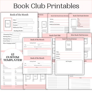 5 Book Club Sheets Bundle Printable | Reading Tracker Sheets | Easy ...
