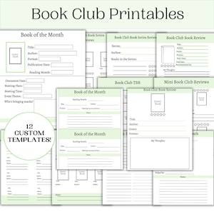 5 Book Club Sheets Bundle Printable Reading Tracker Sheets Easy ...