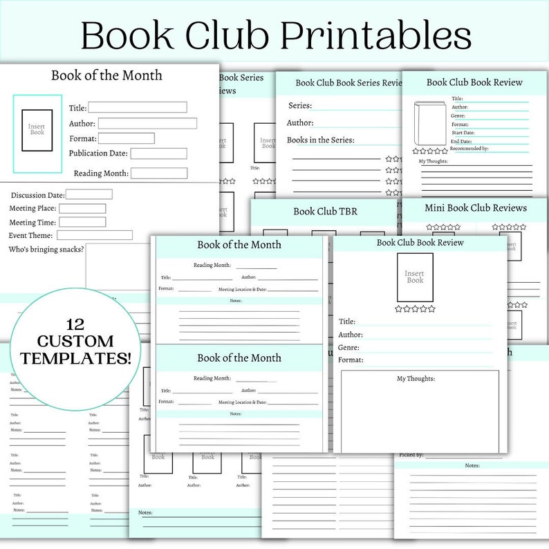 Book Club Sheets Printable | Reading Tracker Sheets | Easy Printable ...