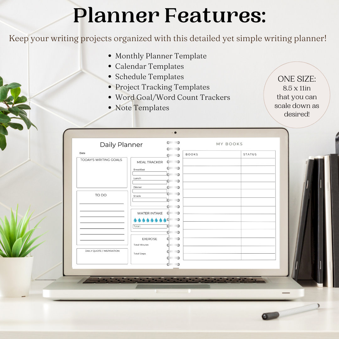 Simple Writer Planner Printable Writing Planner Digital Planner for ...