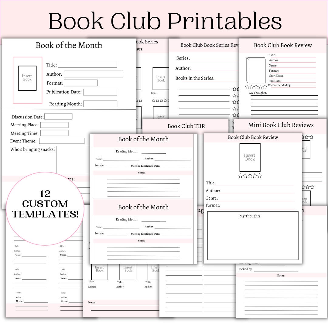 5 Book Club Sheets Bundle Printable | Reading Tracker Sheets | Easy ...