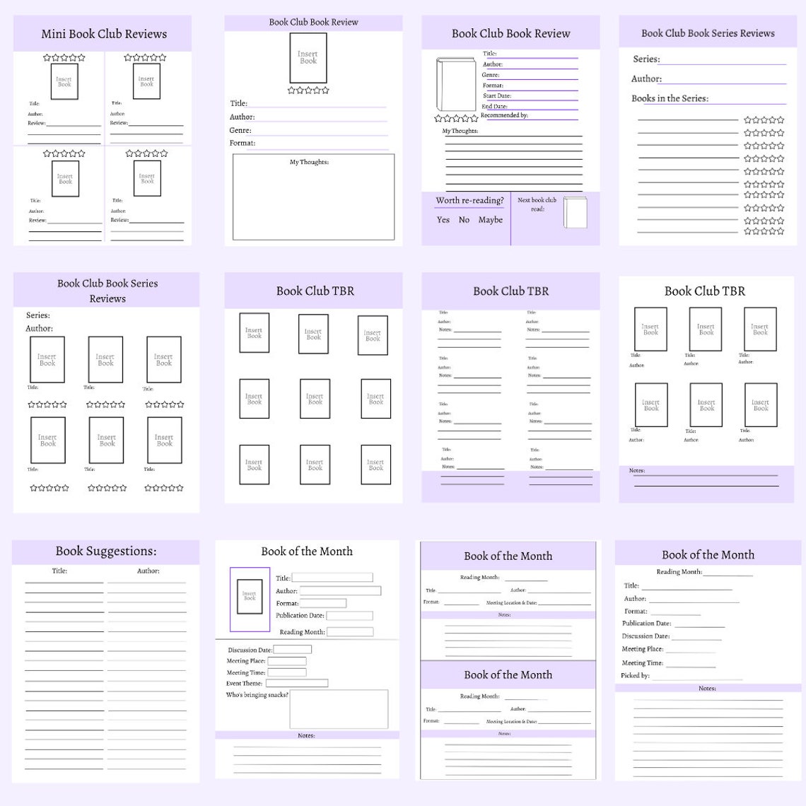 Book Club Sheets Printable | Reading Tracker Sheets | Easy Printable ...