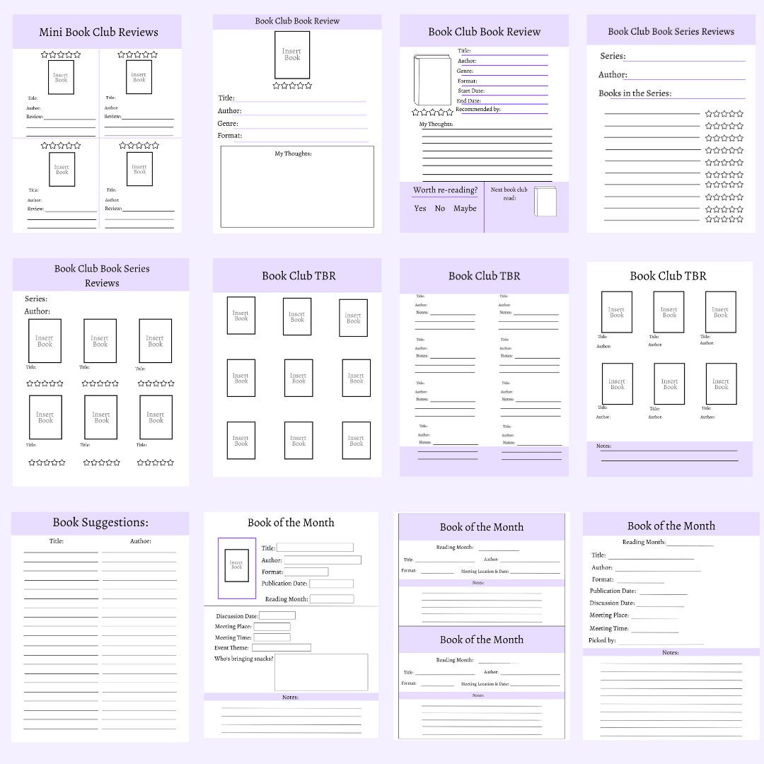 Book Club Sheets Printable | Reading Tracker Sheets | Easy Printable ...
