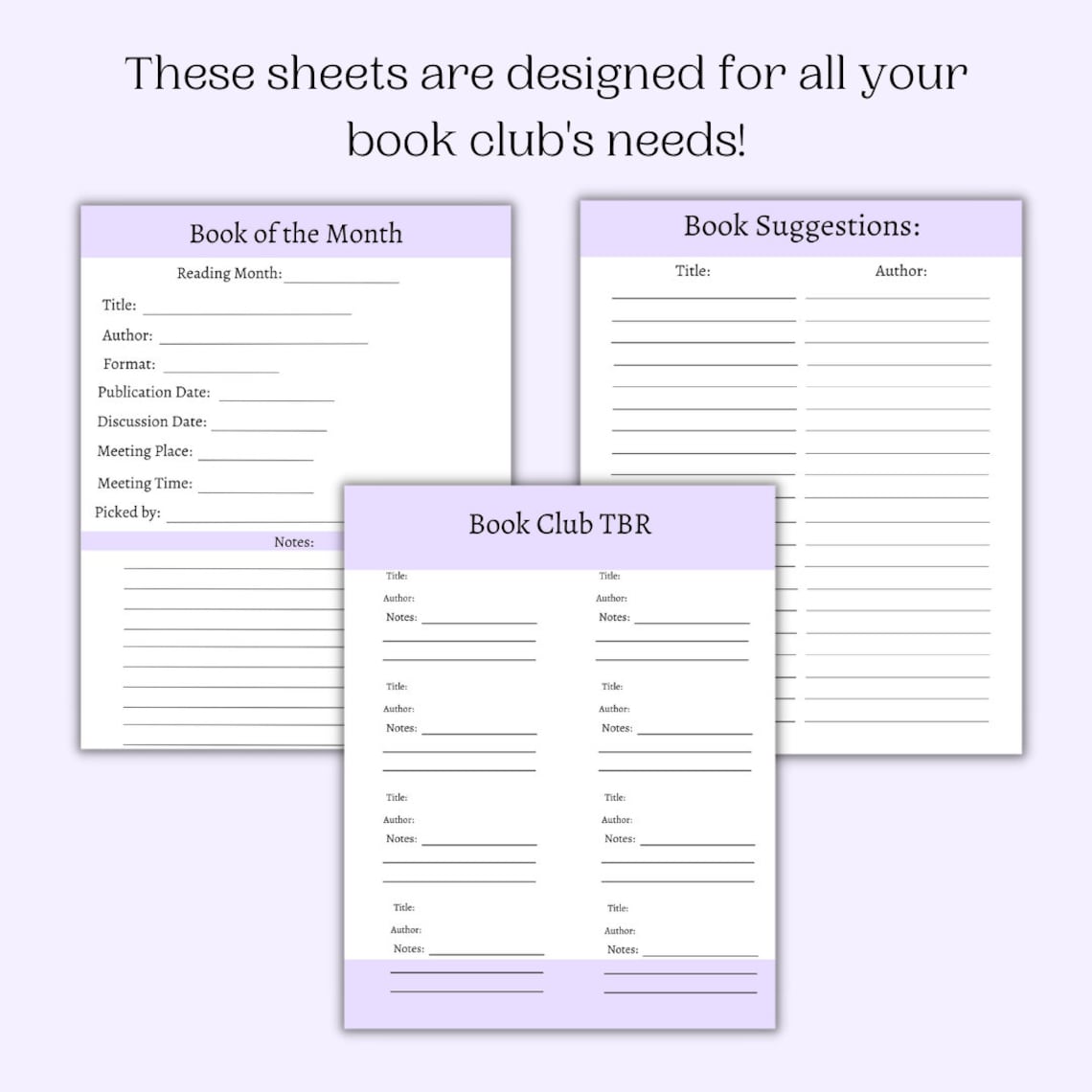 Book Club Sheets Printable | Reading Tracker Sheets | Easy Printable ...
