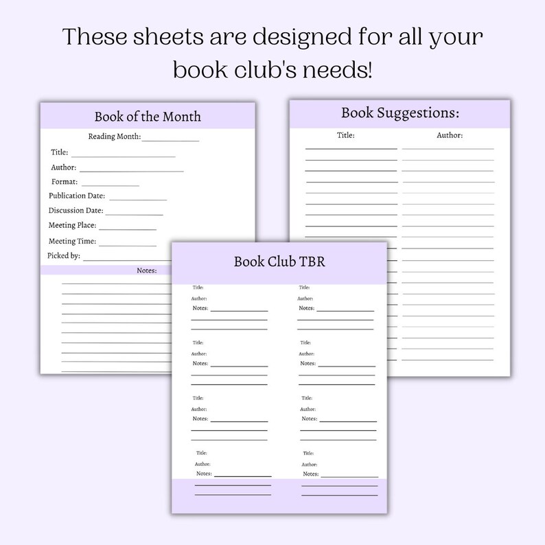 Book Club Sheets Printable | Reading Tracker Sheets | Easy Printable ...