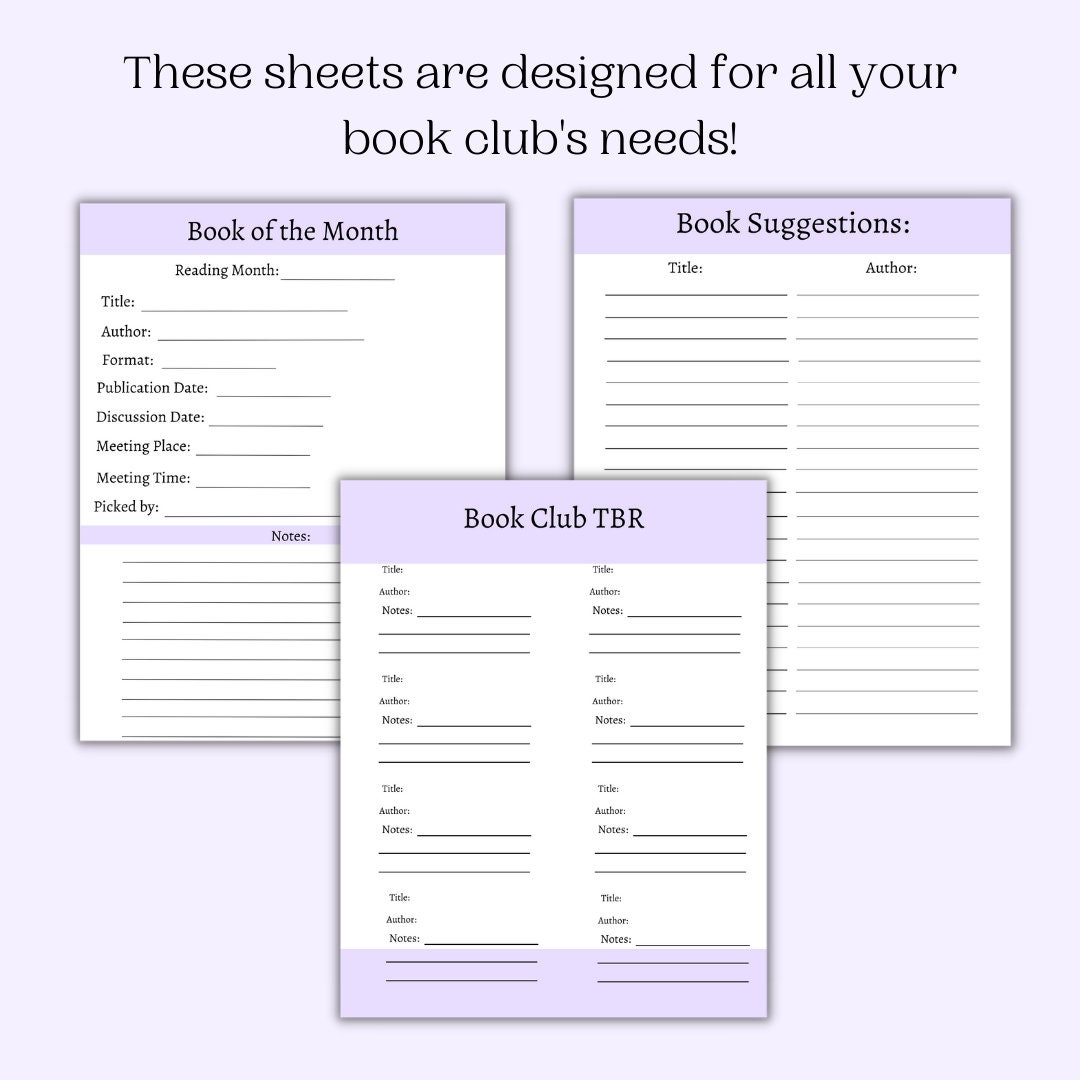 Book Club Sheets Printable | Reading Tracker Sheets | Easy Printable ...