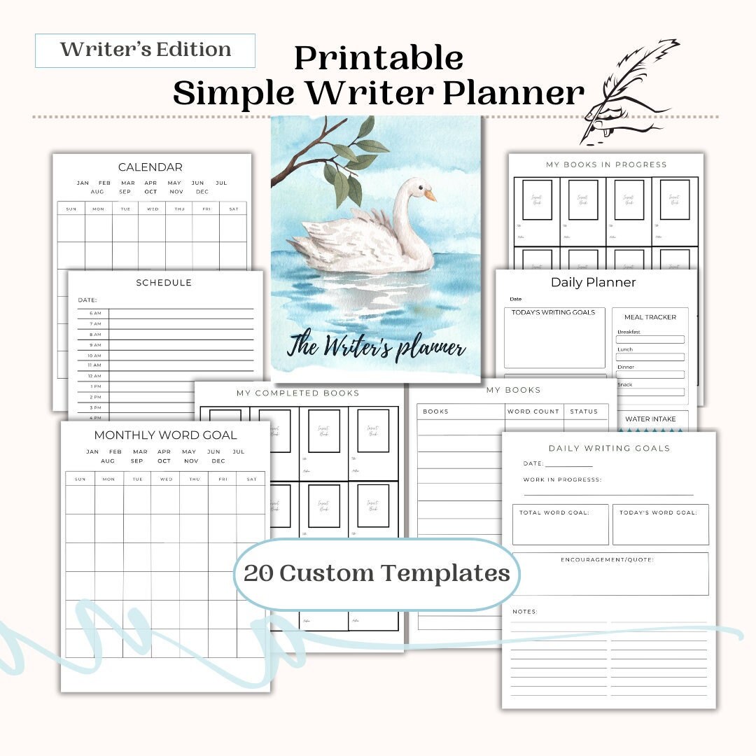 Writer's Planner Printable | Project Tracker, Word Count (digital ...