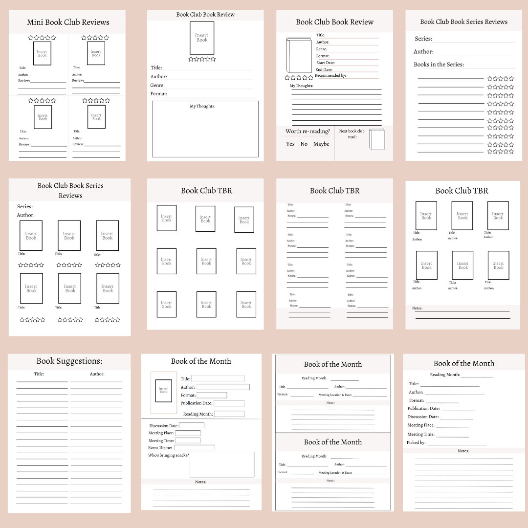 Book Club Sheets Printable Reading Tracker Sheets Easy Printable Book ...