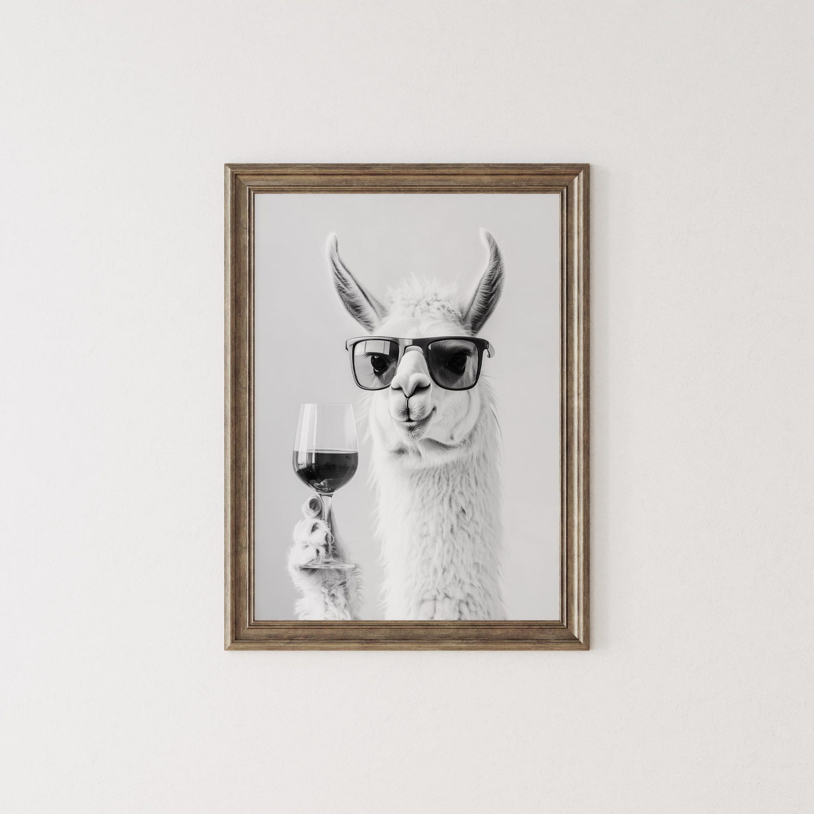 Llama Drinking Wine Art Print: Funny Bar Cart Decor (digital Download ...
