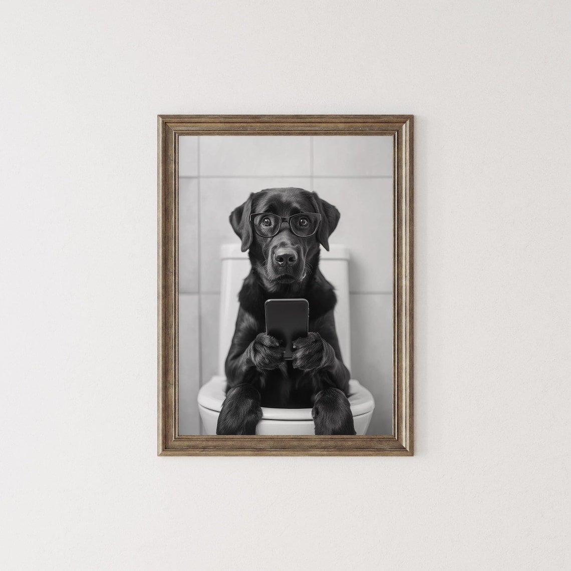 Black Labrador Toilet Print: Funny Bathroom Wall Art, Lab Poster ...