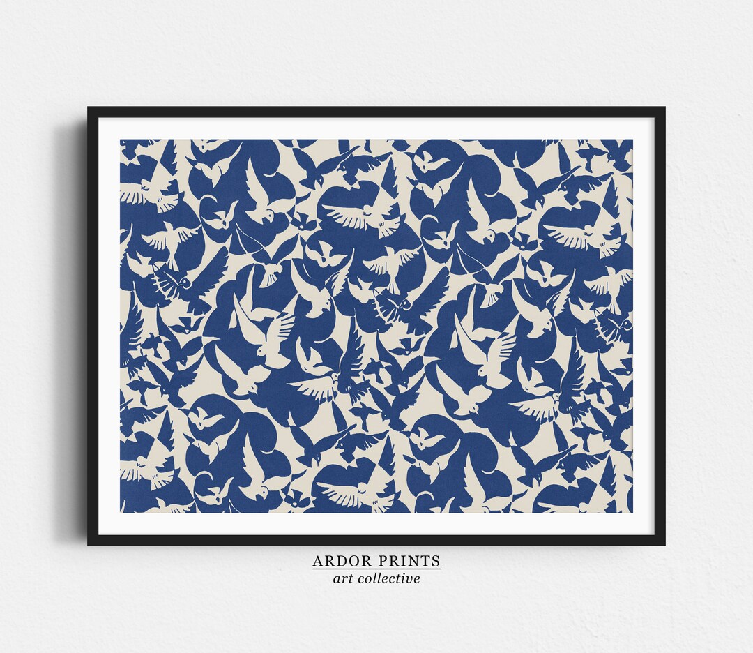 Abstract Bird Pattern Art, Antique Abstract Wall Art, Vintage Pattern ...