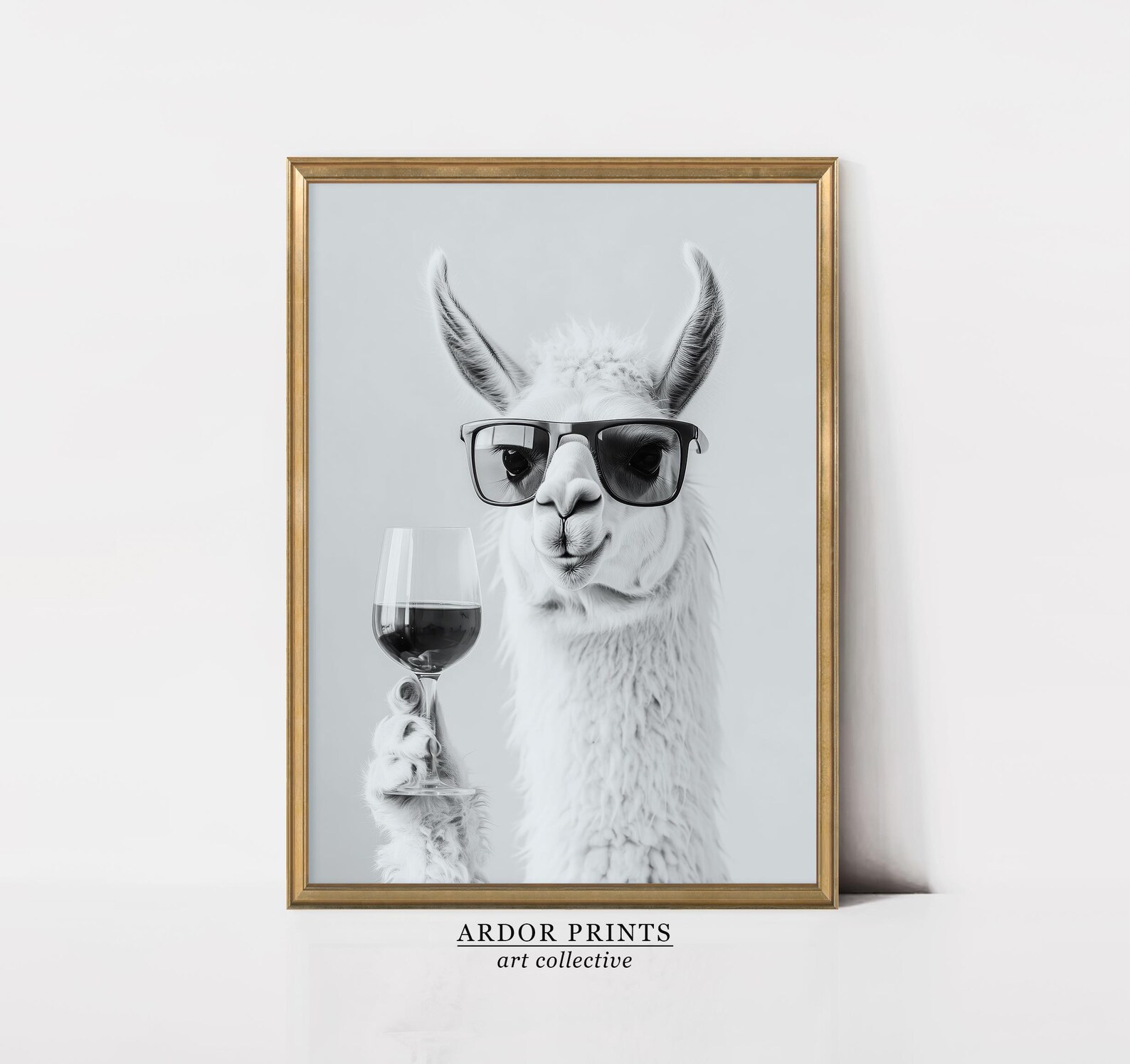 Llama Drinking Wine Art Print: Funny Bar Cart Decor (digital Download ...