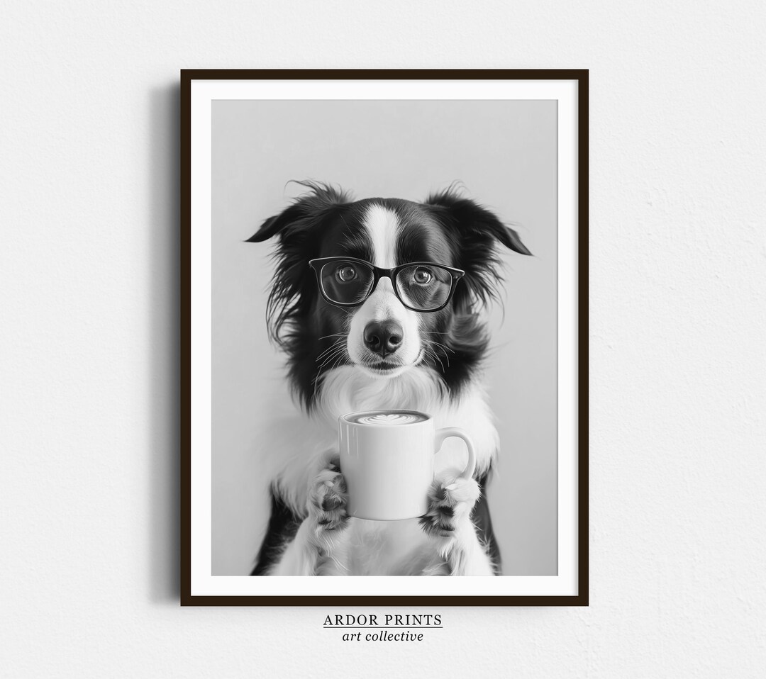 Border Collie Coffee Print: Coffee Bar Decor, Funny Dog Poster, Kitchen ...