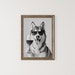 Siberian Husky Holding Wine Wall Art, Black and White Print, Husky Gift ...