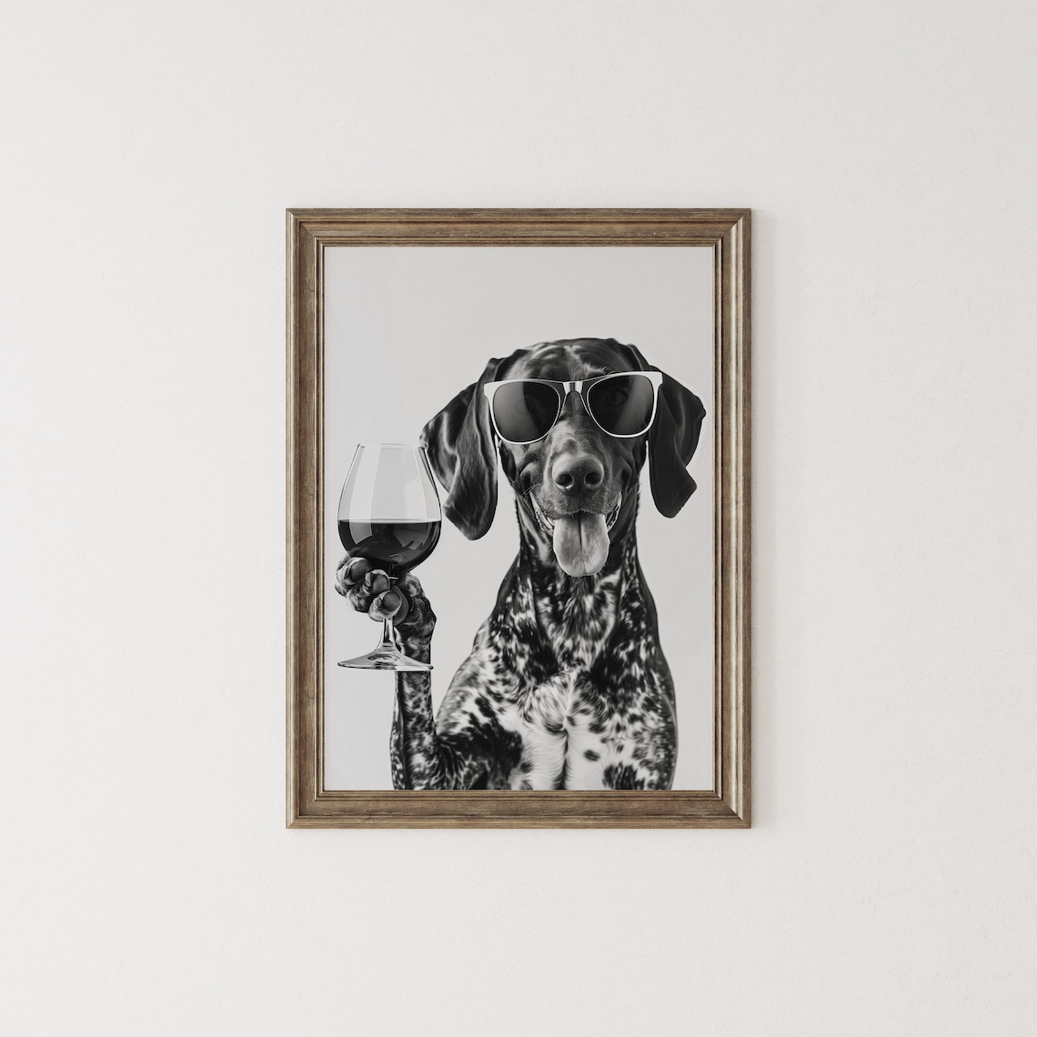 German Shorthaired Pointer Wine Wall Art: Funny GSP Dog Print, Bar Cart ...