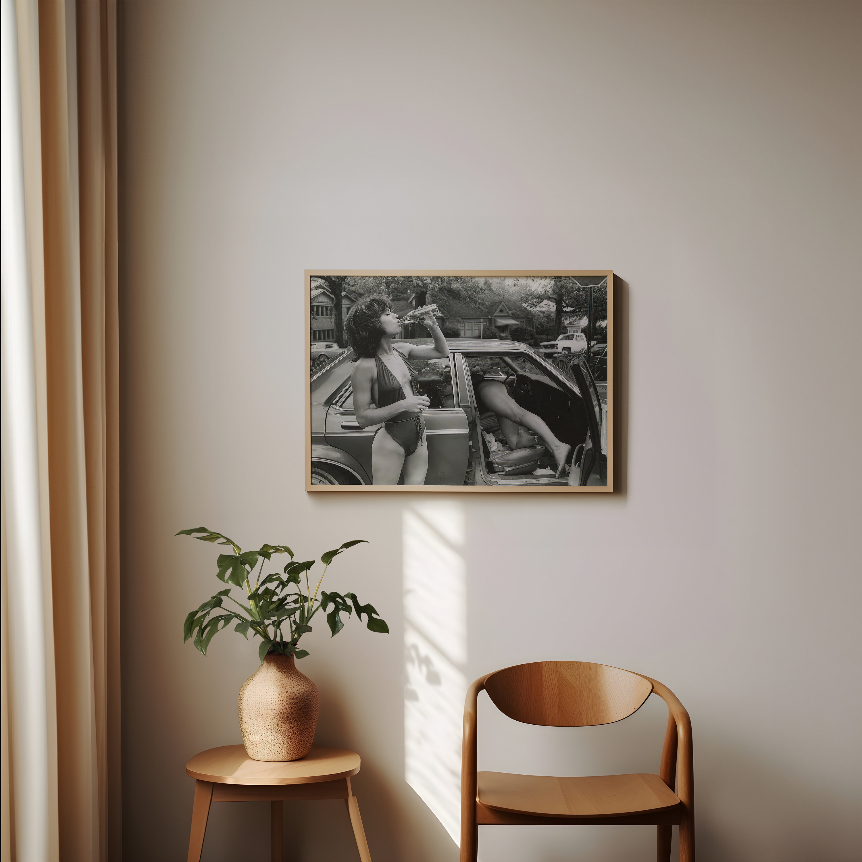 Jane Birkin Wand Kunst, Frau Trinkt Wein, Schwarz Weiß Druck, Altes ...