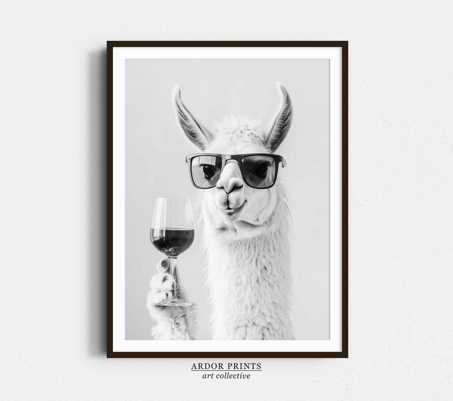 Llama Drinking Wine Art Print: Funny Bar Cart Decor (digital Download ...
