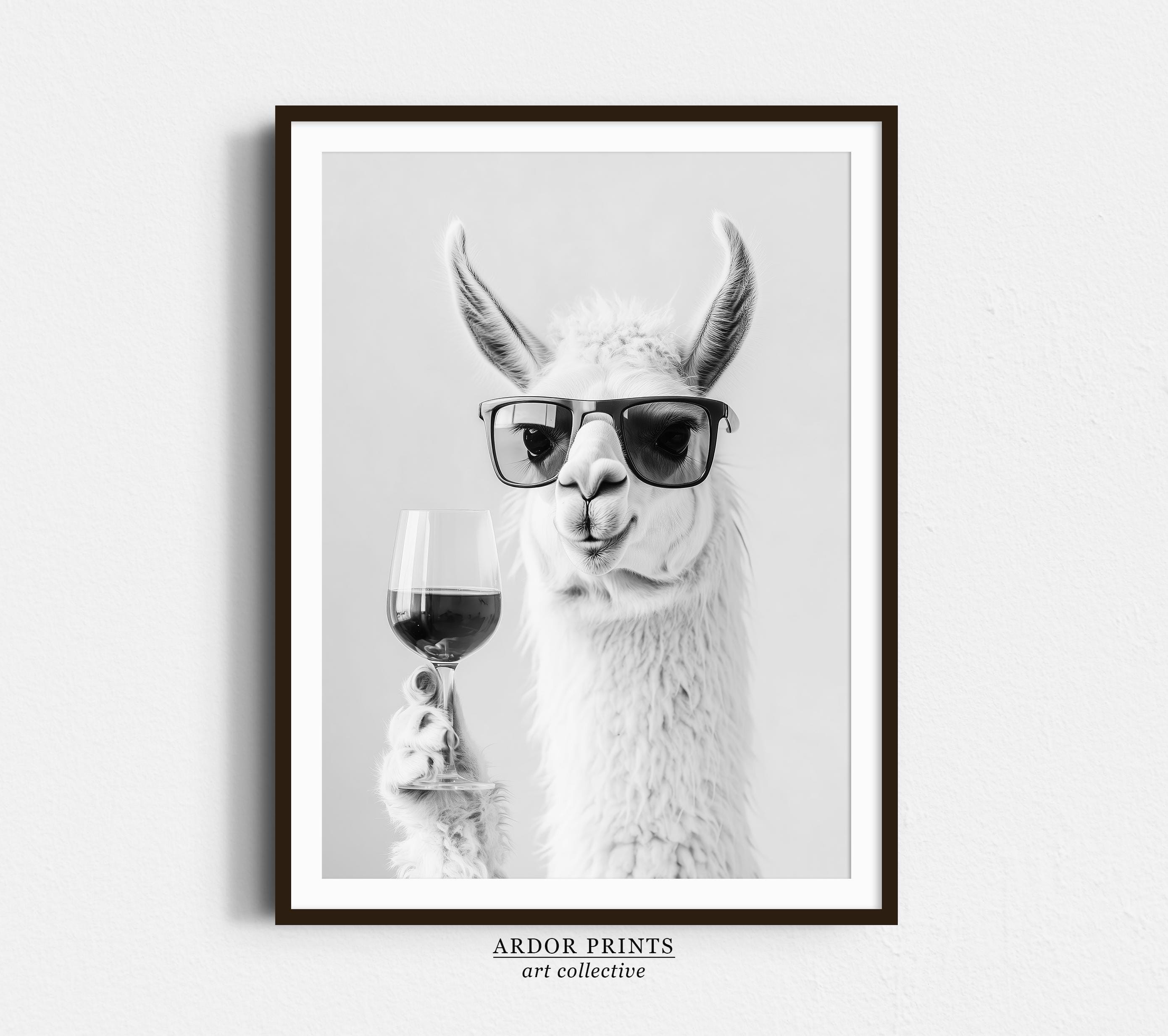 Llama Drinking Wine Art Print: Funny Bar Cart Decor (digital Download ...