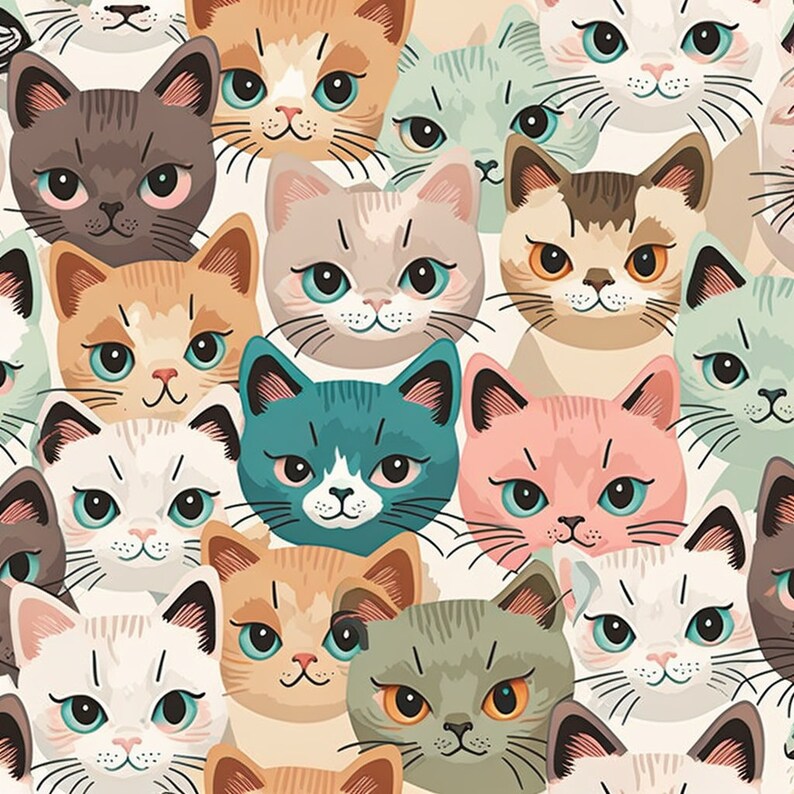 Cute Cat Patterns Cat Digital Download Cute Cat PNG Cute - Etsy