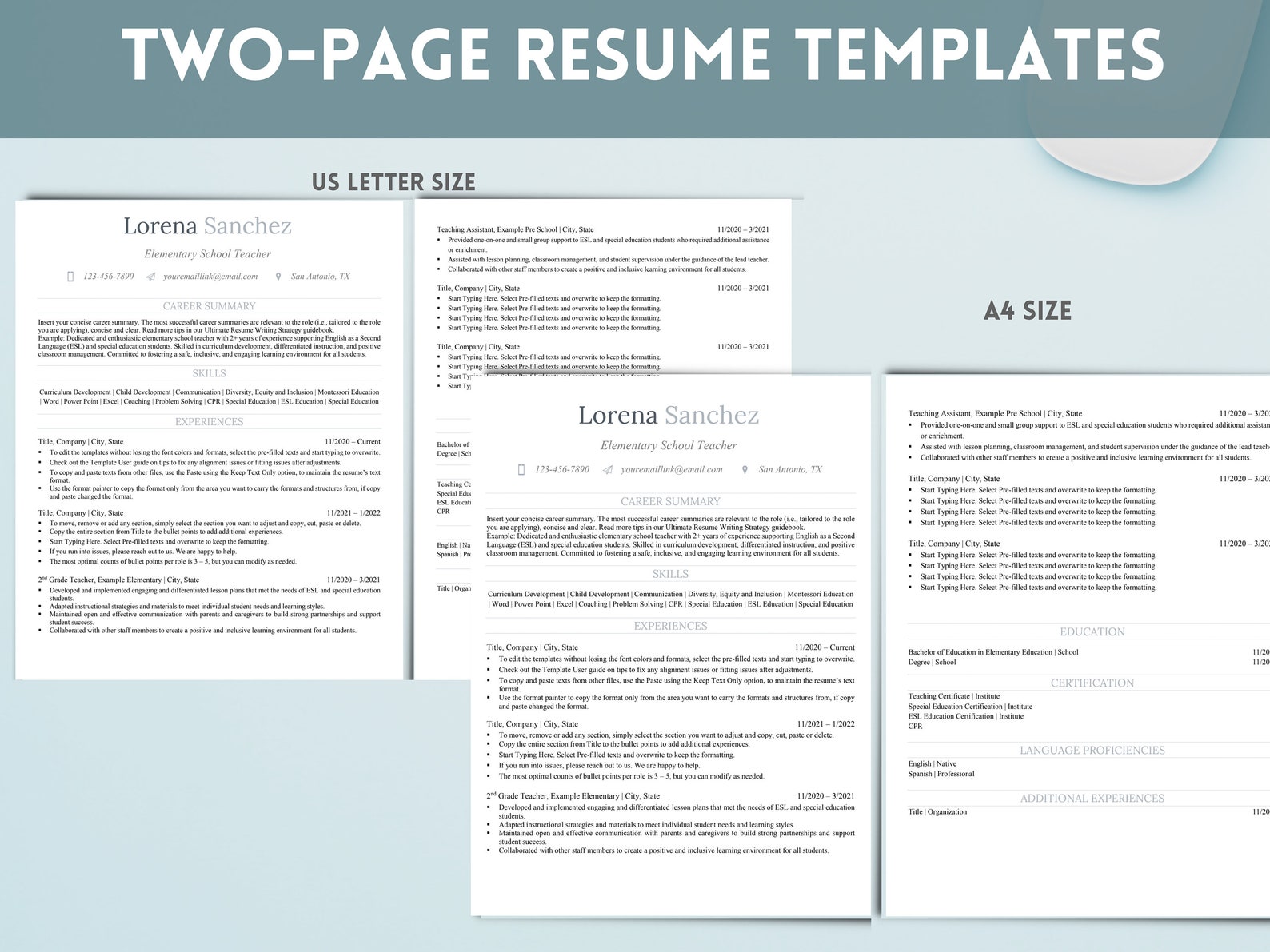 Teacher Resume Templates Interview Planner Bundle, Editable in Word ...