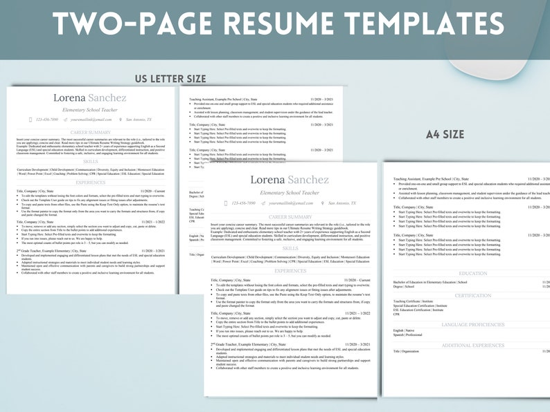 Teacher Resume Templates Interview Planner Bundle, Editable in Word ...