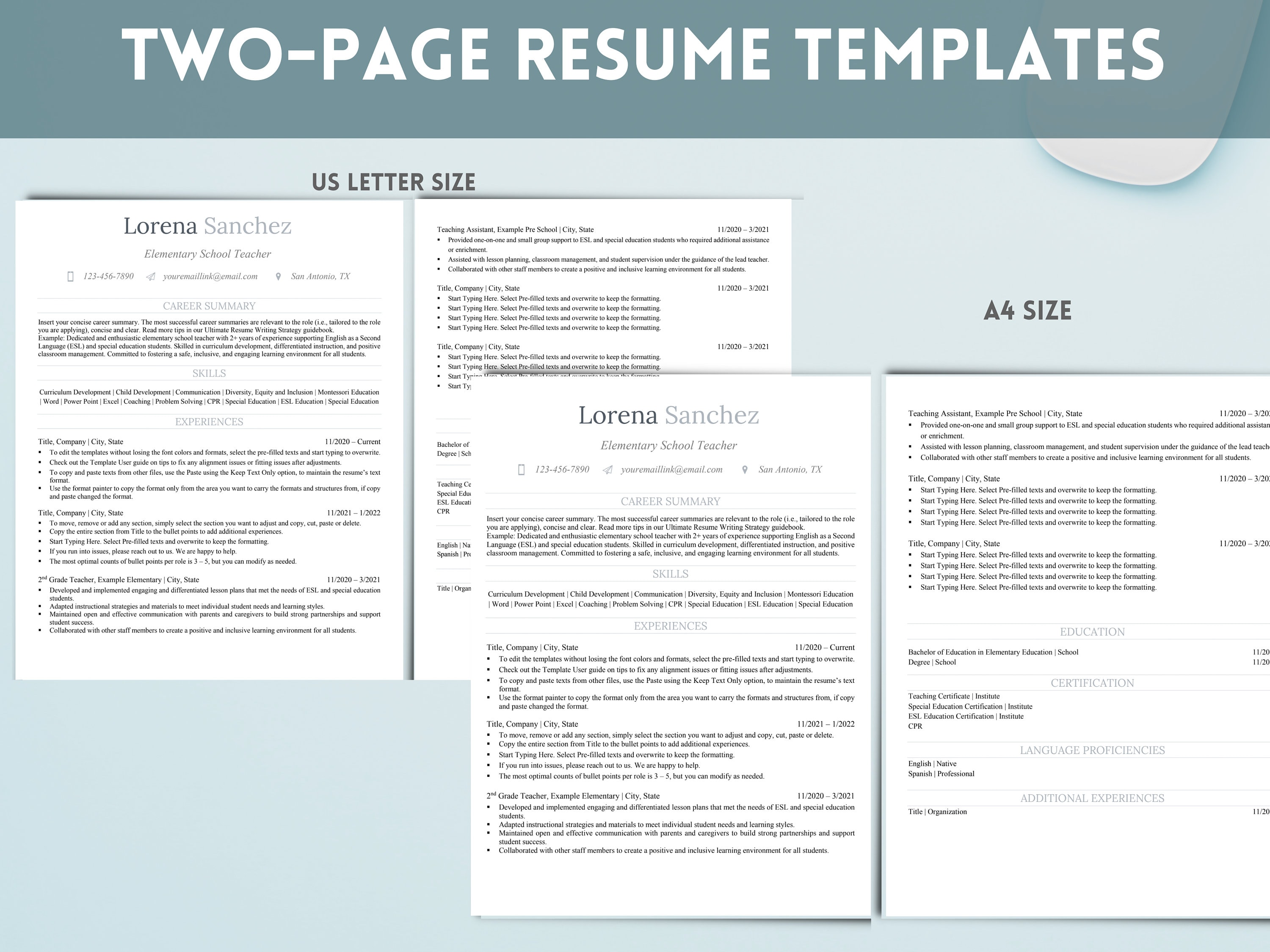 Teacher Resume Templates Interview Planner Bundle, Editable in Word ...